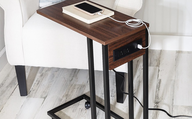 Side Table with Outlets & Wheels $54 Shipped | Free Stuff Finder