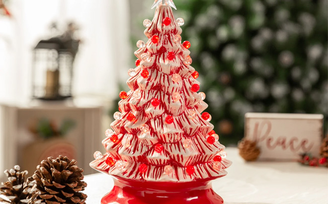 Pre-Lit Ceramic Peppermint Tabletop $29 Shipped | Free Stuff Finder