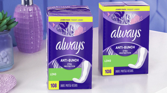 Always Panty Liners 108-Count for $5 Each | Free Stuff Finder