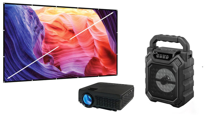 Projector with 120-Inch Screen & Speaker $79.99 Shipped | Free Stuff Finder