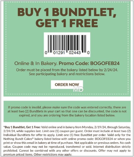 Buy 1 Get 1 FREE Bundlets at Nothing Bundt Cake! | Free Stuff Finder