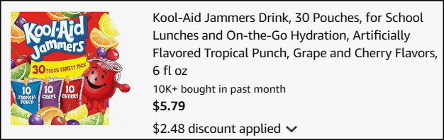 Kool-Aid Jammers 30-Pack for $5.79 Shipped at Amazon | Free Stuff Finder
