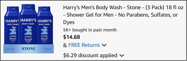 Harry’s Men’s Body Wash 3-Pack for $14 Shipped at Amazon | Free Stuff ...